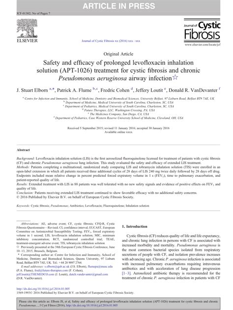 Pdf Safety And Efficacy Of Prolonged Levofloxacin Inhalation Solution