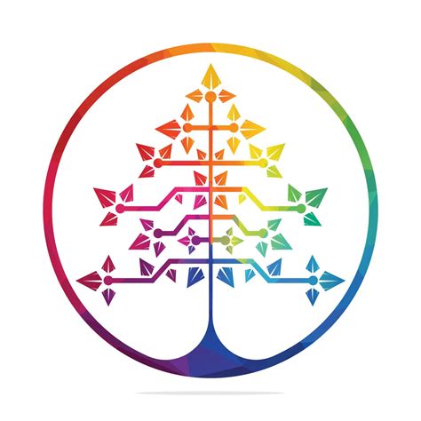 Vector Digital Christmas Tree Technical Triangle Tree Vector Template