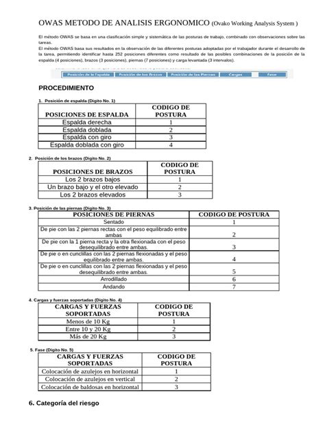 Metodo De Analisis Ergonomico Owas Pdf
