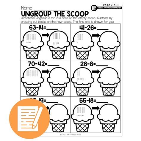 Lucky To Learn Math 2 Digit Subtraction With Base Ten Blocks Lesson 311 Independent