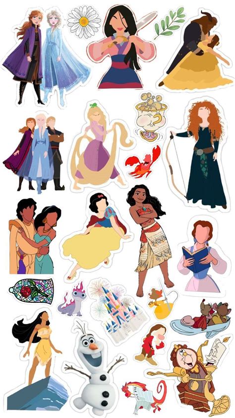 Princesas Disney 2 Adesivos Para Impressão Adesivos Bonitos