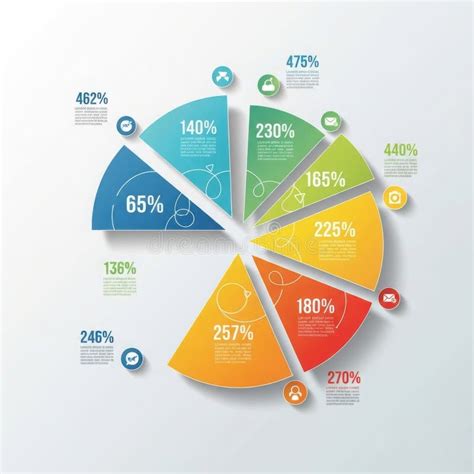 Colorful Pie Chart Illustrating Data Segments And Percentages Stock