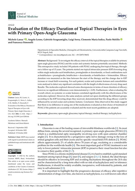 Pdf Evaluation Of The Efficacy Duration Of Topical Therapies In Eyes With Primary Open Angle