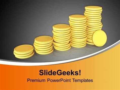 Golden Coins Arranged As Bar Graph PowerPoint Templates Ppt Backgrounds