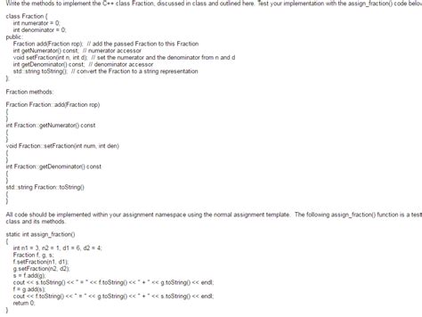 Solved Write The Methods To Implement The C Class Chegg