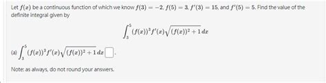 Solved Let F X Be A Continuous Function Of Which We Know Chegg