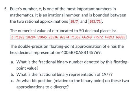 Solved Euler S Number E Is One Of The Most Important Chegg Com