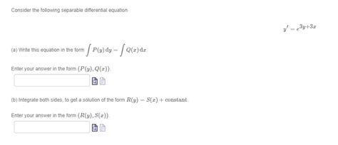 Solved Consider The Following Separable Differential