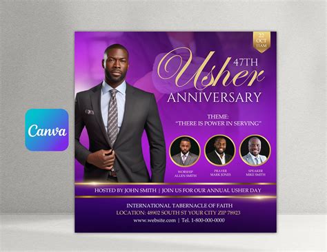 Church Usher Anniversary Flyer Church Usher Day Flyer Church Flyer