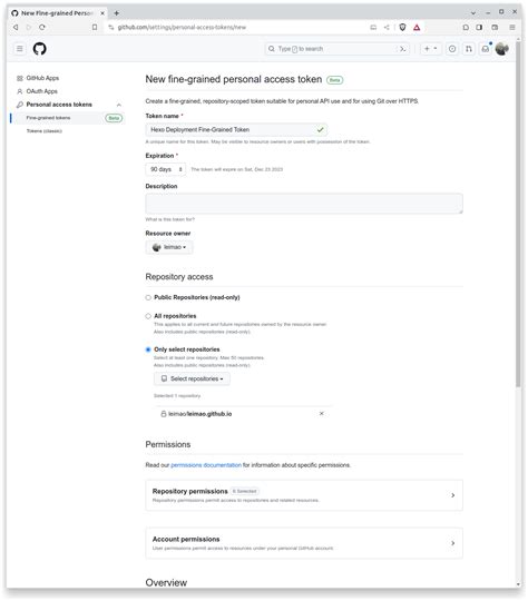 Hexo Deployment On Github Using Github Fine Grained Tokens Lei Maos