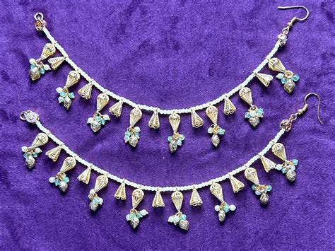 Traditional Pearl And Ghungroo Style Ear Chains Kaanchain Pair