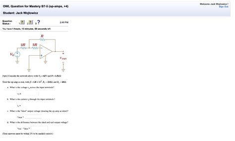 Solved Owl Question For Mastery B7 5 Op Amps 4 Welcome