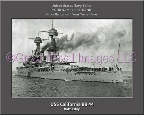 Uss California Bb 44 Personalized Navy Ship Photo ⋆ Great Naval Images Llc