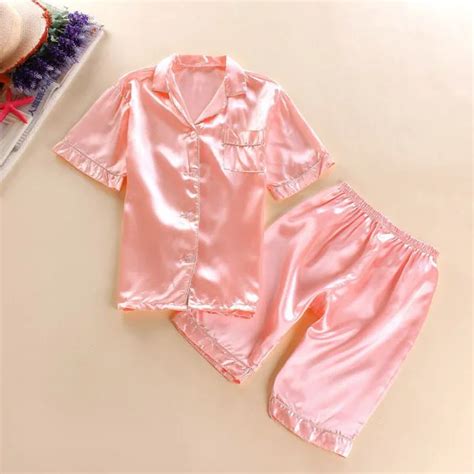 5 Setslot Summer Women Pajama Sets Short Sleeve Satin Pink Womens