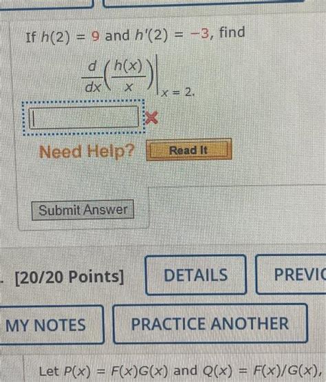 solved if h 2 9 and h 2 3 find d h x dx x x 2