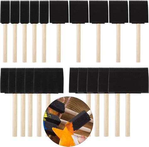Foam Paint Brushes，20 Pieces Foam sponge brush Painting sponge tool Wood handle paint brush Foam ...