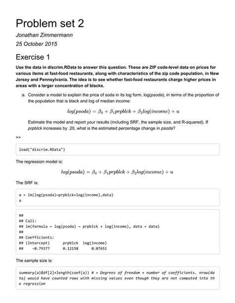 Problem Set 2 Statistics And Econometrics Msc Business Analytics Imperial College London PDF