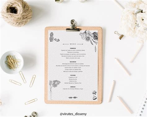Menu Template Illustration Model Menu Template Print Etsy