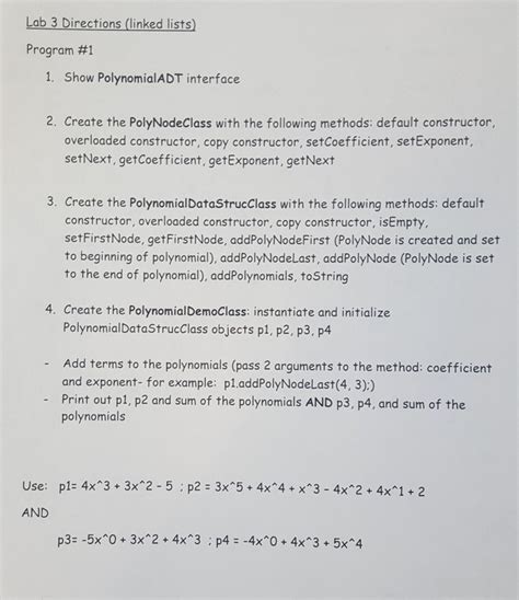 Solved Csc 236 Lab 3 2 Programs Lll 1 A Polynomial Can