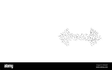3d Rendering Of Nails In Shape Of Symbol Of Double Side Horizontal Arrow With Shadows Isolated
