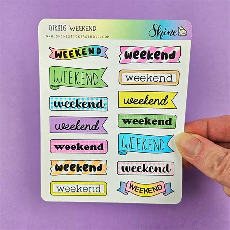 Weekend Flag And Banner Stickers Planner Stickers Cute Happy Planner