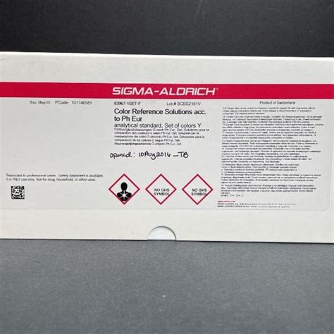Soluciones De Referencia De Color Sigma Aldrich Conjunto De Colores Y