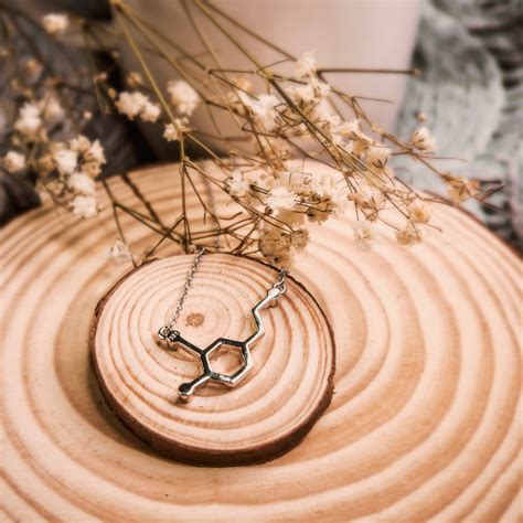 Silver Dopamine Molecule Necklace My Chemical T