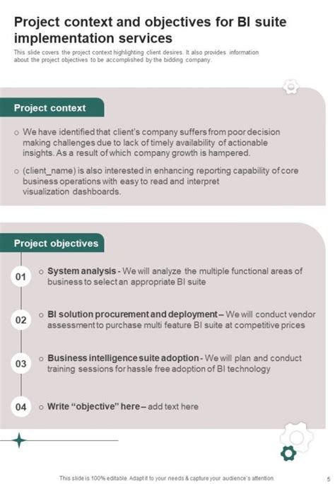 Proposal For Bi Suite Implementation Report Sample Example Document Ppt