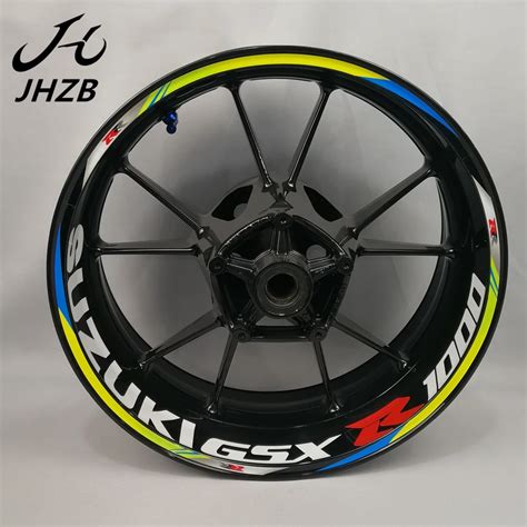 Gsx R1000 용 오토바이 스티커 반사 모터 바이크 내부 림 데칼 방수 장식 맞춤형 휠 스트라이프 티몬