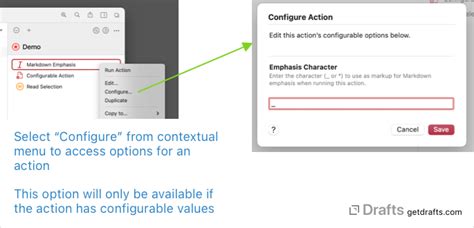 Action Configuration Drafts User Guide