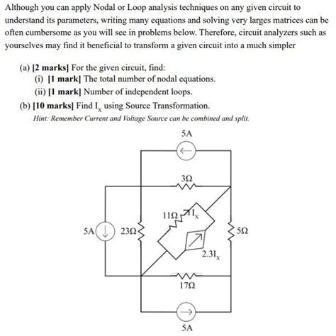 Solved Although You Can Apply Nodal Or Loop Analysis