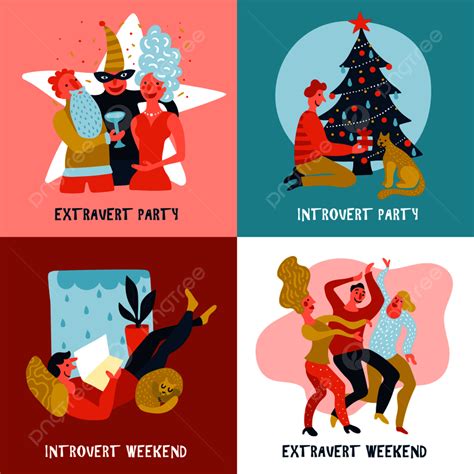 Introvert Extrovert Vector Hd Images Hand Drawn Design Concept With