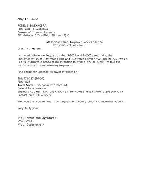 Letter Of Intent For Efps May 17 2022 Rodel S Buenaobra Rdo 028