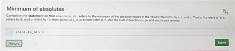 Solved Minimum Of Absolutescomplete The Statement So That