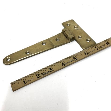 Pair Of Restored Hand Cast Solid Brass Victorian 6 Inch T Tee Hinges