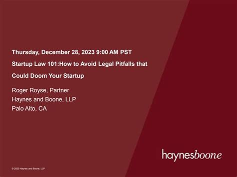 Startup Law 101how To Avoid Legal Pitfalls That Could Doom Your