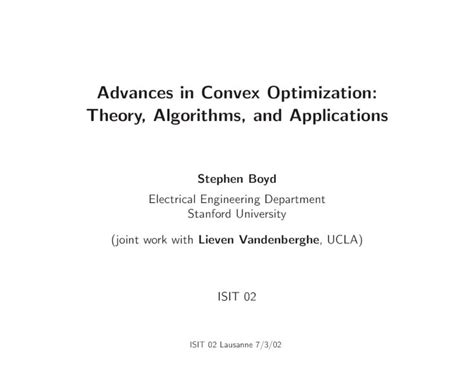 Pdf Advances In Convex Optimization Theory Algorithms And Boyd