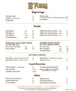 Iii Forks Austin Dinner Menu Virtual Restaurant Concierge