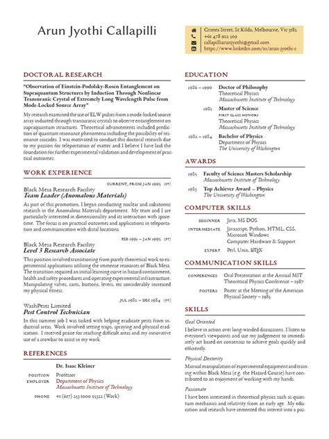 Action Download Template Template Freeman Cv Overleaf Pdf Physics