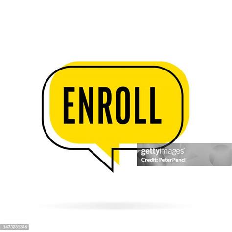 Enroll Speech Bubble Notification Template Vector Stock Illustration With Text High Res Vector