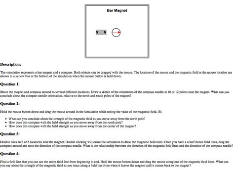 Solved Bar Magnet Sn Description The Simulation Represents