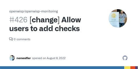Change Allow Users To Add Checks Issue Openwisp Openwisp Monitoring GitHub