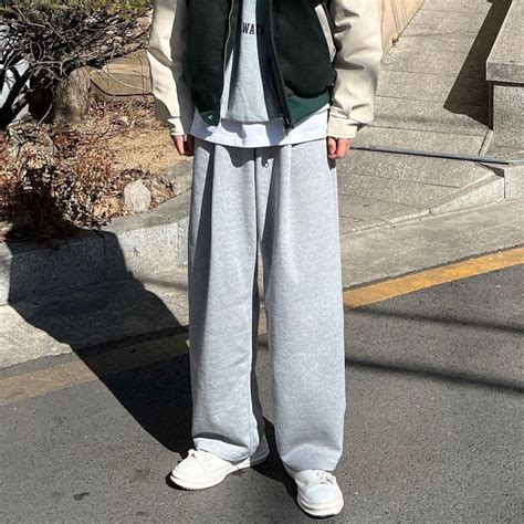 언솔드 원턱 남자와이드팬츠 스웻팬츠 회색바지 와이드슬랙스 위시버킷