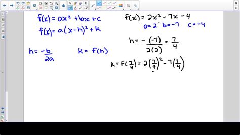 SOLVED Use The Vertex Formula To Find The Vertex Of The Graph Of Each Function See Example F