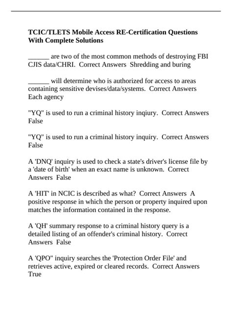 Tcic Tlets Mobile Access With Cch Recertification Test Questions With