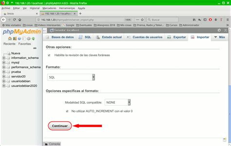 Usuariodebian Exportar E Importar Bases De Datos En Phpmyadmin