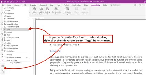 PDF Accessibility Part 3 Remediation In Foxit PDF Editor Pro CAES Office Of Information