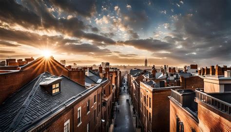 High Angle View Of Urban Rooftops And Alleyways In A Historic
