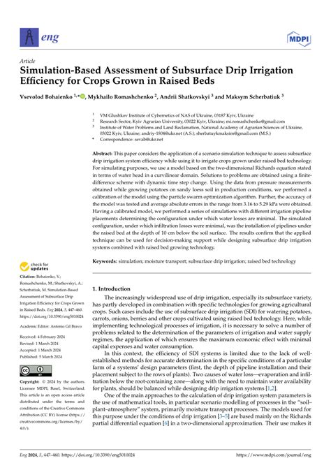 Pdf Simulation Based Assessment Of Subsurface Drip Irrigation Efficiency For Crops Grown In