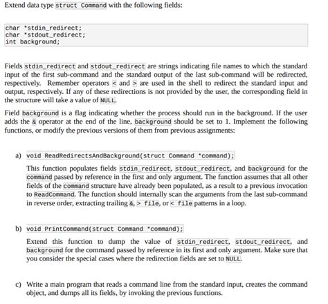 Extend Data Type Struct Command With The Following